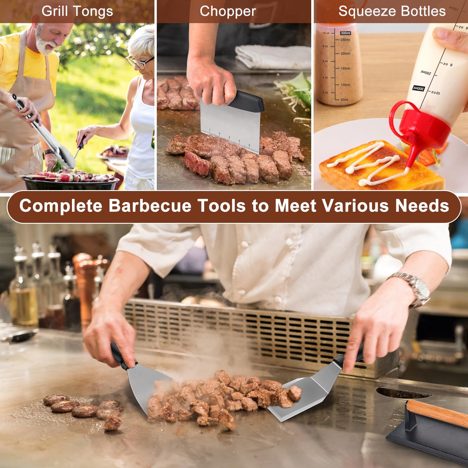 Wepeiri Blackstone Griddle Accessories Kit, 27Pcs Grilling Accessories Set for Blackstone and Camp Chef, Flat Top Grill Accessories Set with Spatulas, Scraper, Grill Press, Basting Cover for BBQ