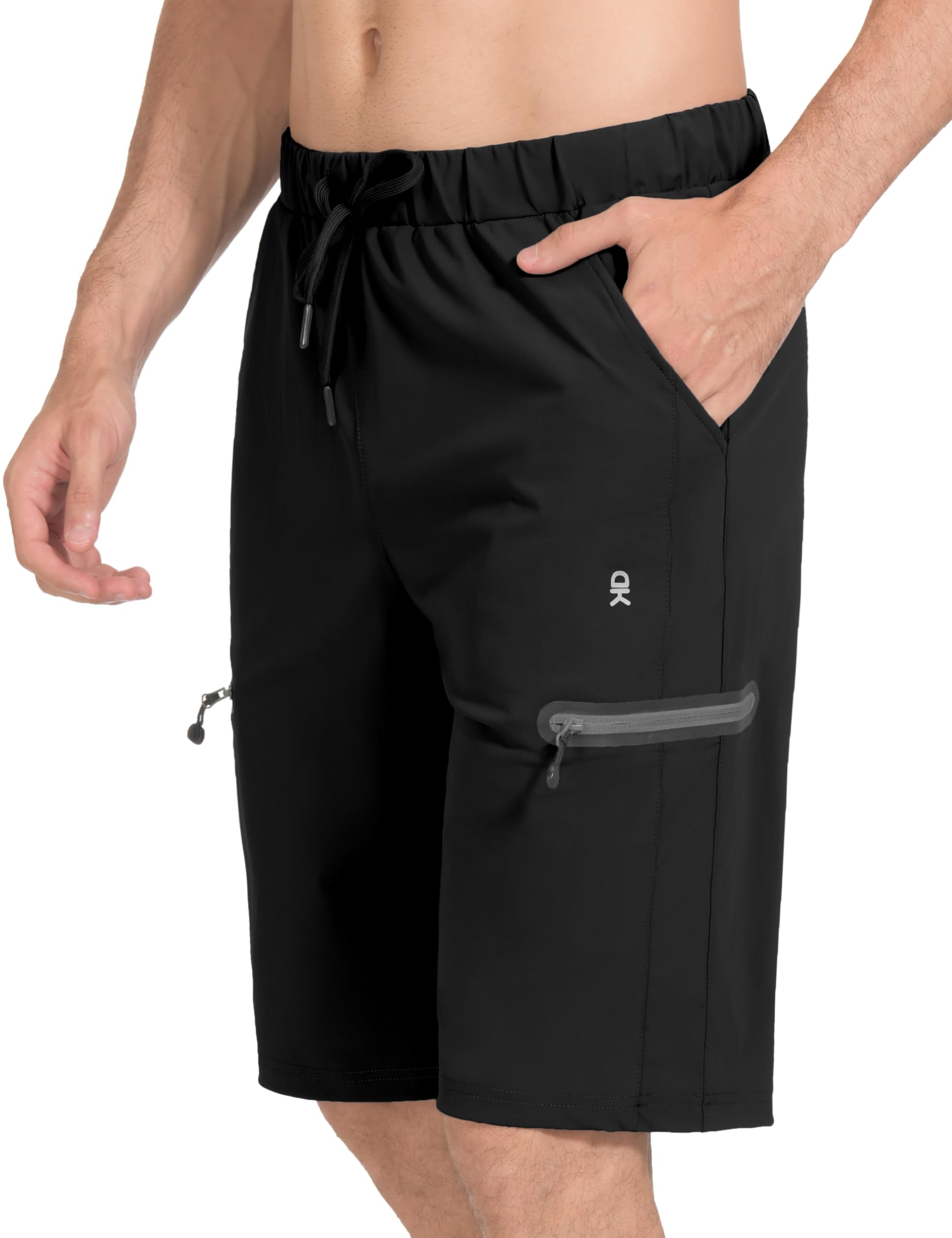 Little Donkey Andy Men’s Ultra-Stretch Quick Dry Lightweight Bermuda Shorts Drawstring Zipper Pocket Hiking Travel Golf Black XL