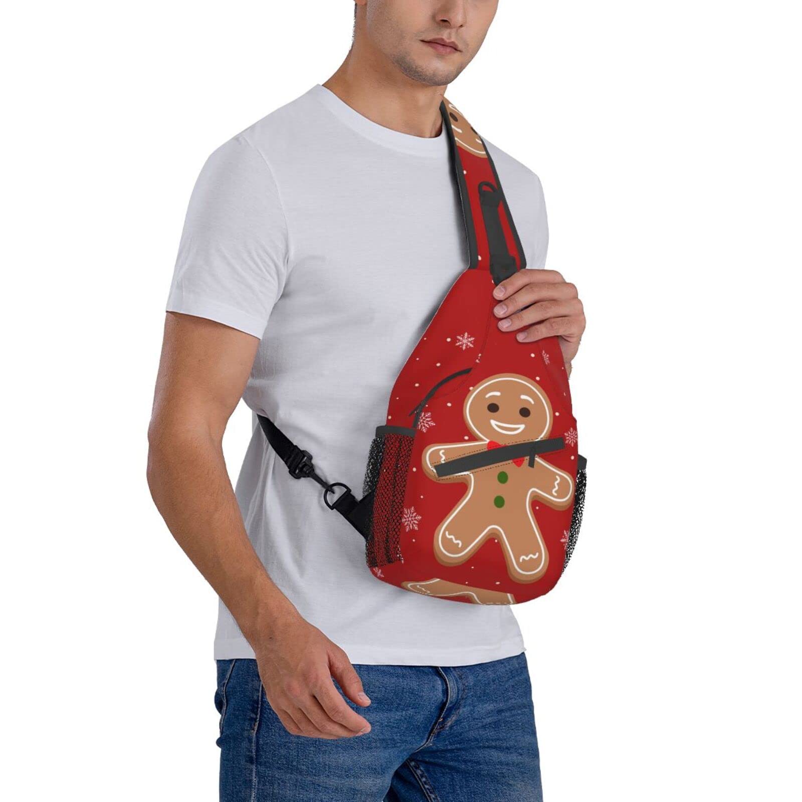Mvirnsw Christmas Gingerbread Funny Sling Bag Crossbody Backpack Hiking Travel Daypack Chest Bag Lightweight Shoulder Bag For Women Men