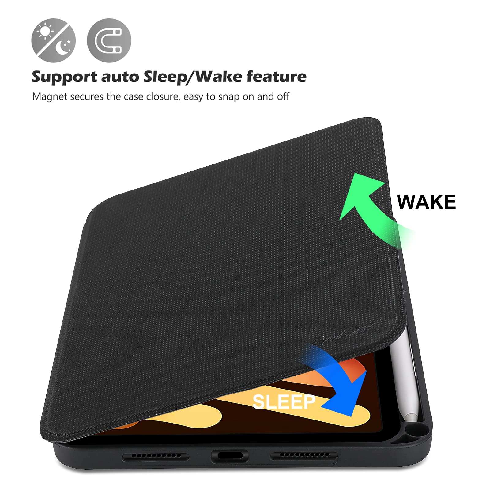 ProCase Cover for iPad Mini 6 Case 2021 Mini 6th Generation Case with Pencil Holder, Slim Smart Folio Stand Cover Shockproof Protective Cases for iPad Mini 6th Gen 8.3 Inch 2021-Black