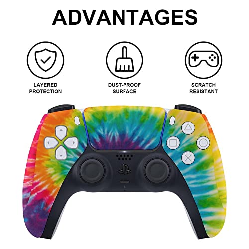 Tie Dye Full Protective Skin Cover Design Wrap Decal Sticker Compatible with PS5 Digital Edition Console and Controller