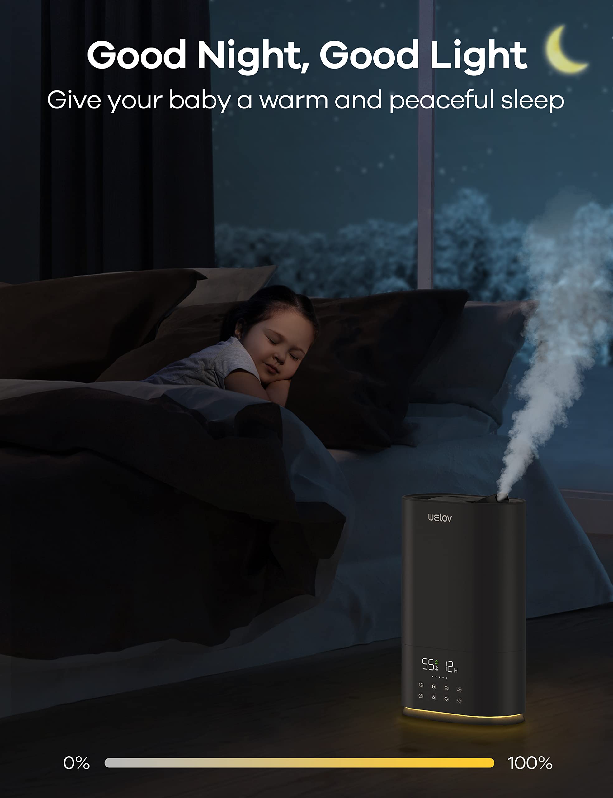 WELOV BoostMist Cool Mist Humidifier for Large Room, Smart Humidifier for Bedroom, 6L Home Humidifier for Plants, Quiet Ultrasonic Humidifier for Baby with APP/Voice Control, Auto Mode, H500 Pro
