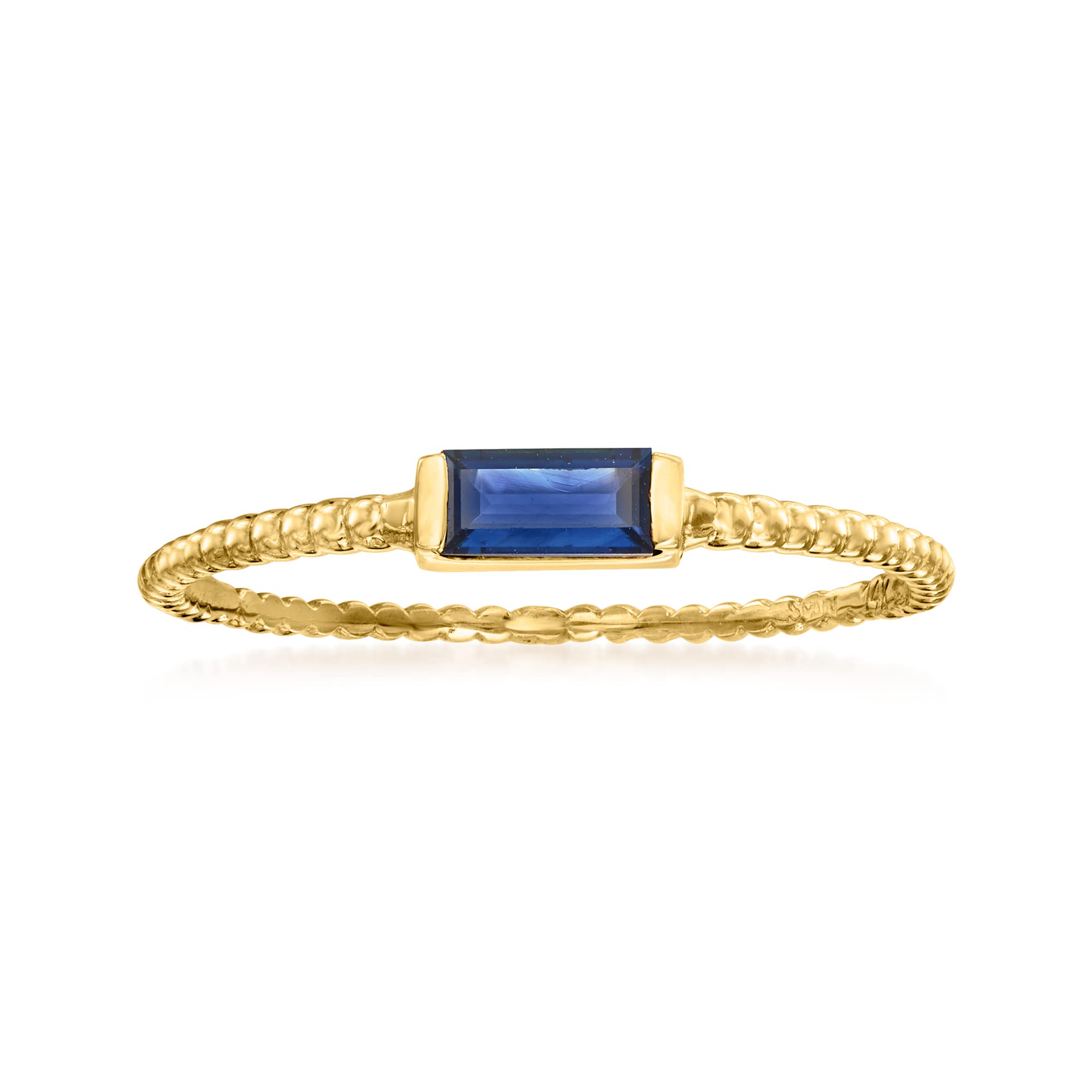Ross-Simons RS Pure 0.30 Carat Sapphire Beaded Ring in 14kt Yellow Gold. Size 6
