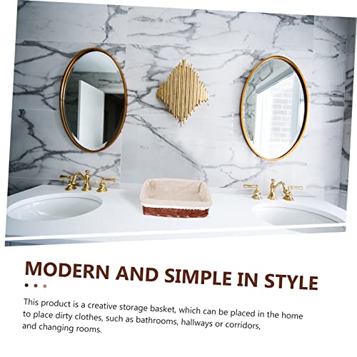 Zerodeko Storage Woven Basket Wicker Baskets Storage Baskets for Shelves Rectangular Wicker Basket Bathroom Baskets for Woven Rattan Storage Tray Garbage can Cotton Linen Toilet Paper