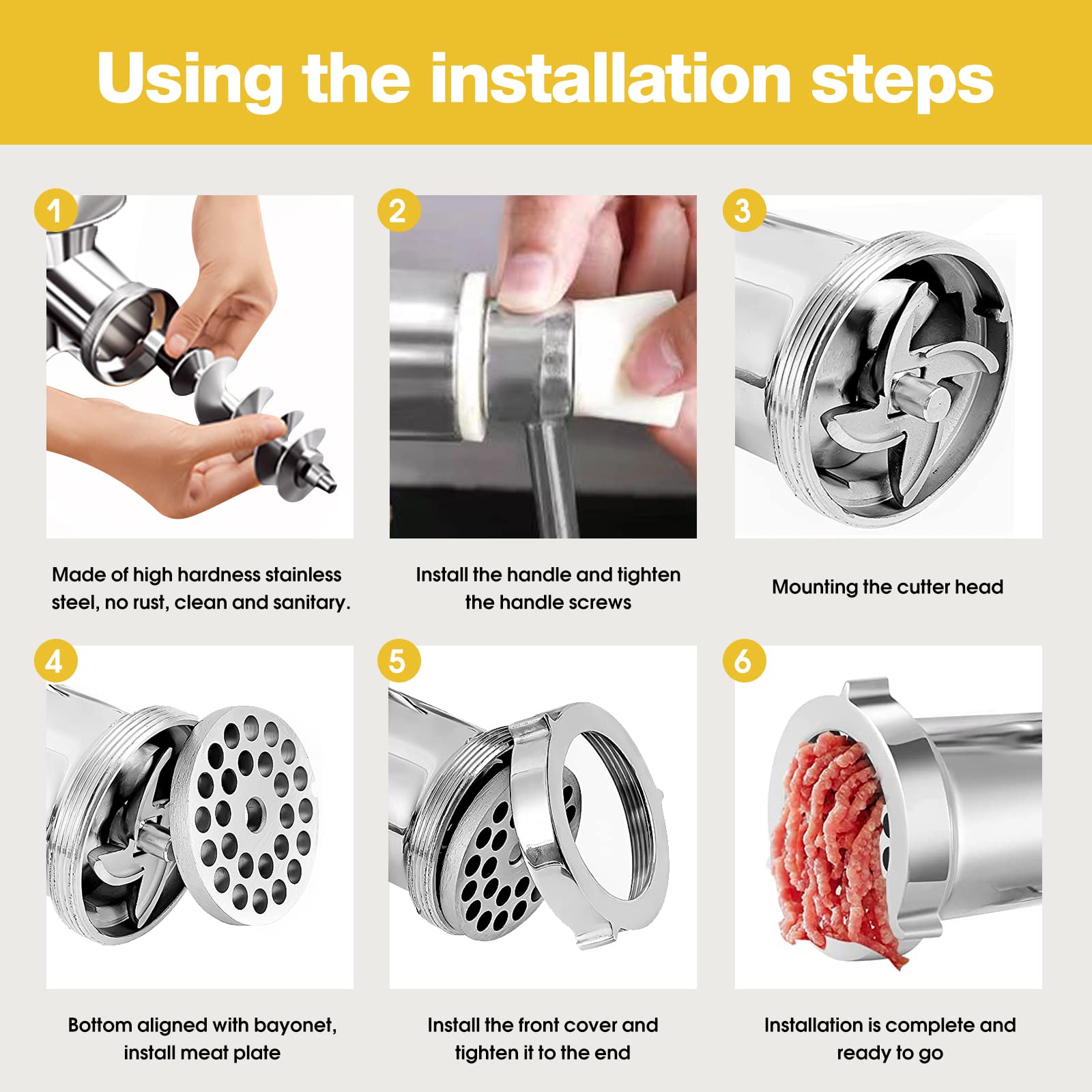 Meat Grinder Manual Mincer - Manual Meat Grinder Sausage Maker Table Mount Pork Mincer Sausage Stuffer Funnel Make Homemade Burger Patties Hand Operated Kitchen Tool#2 (02)