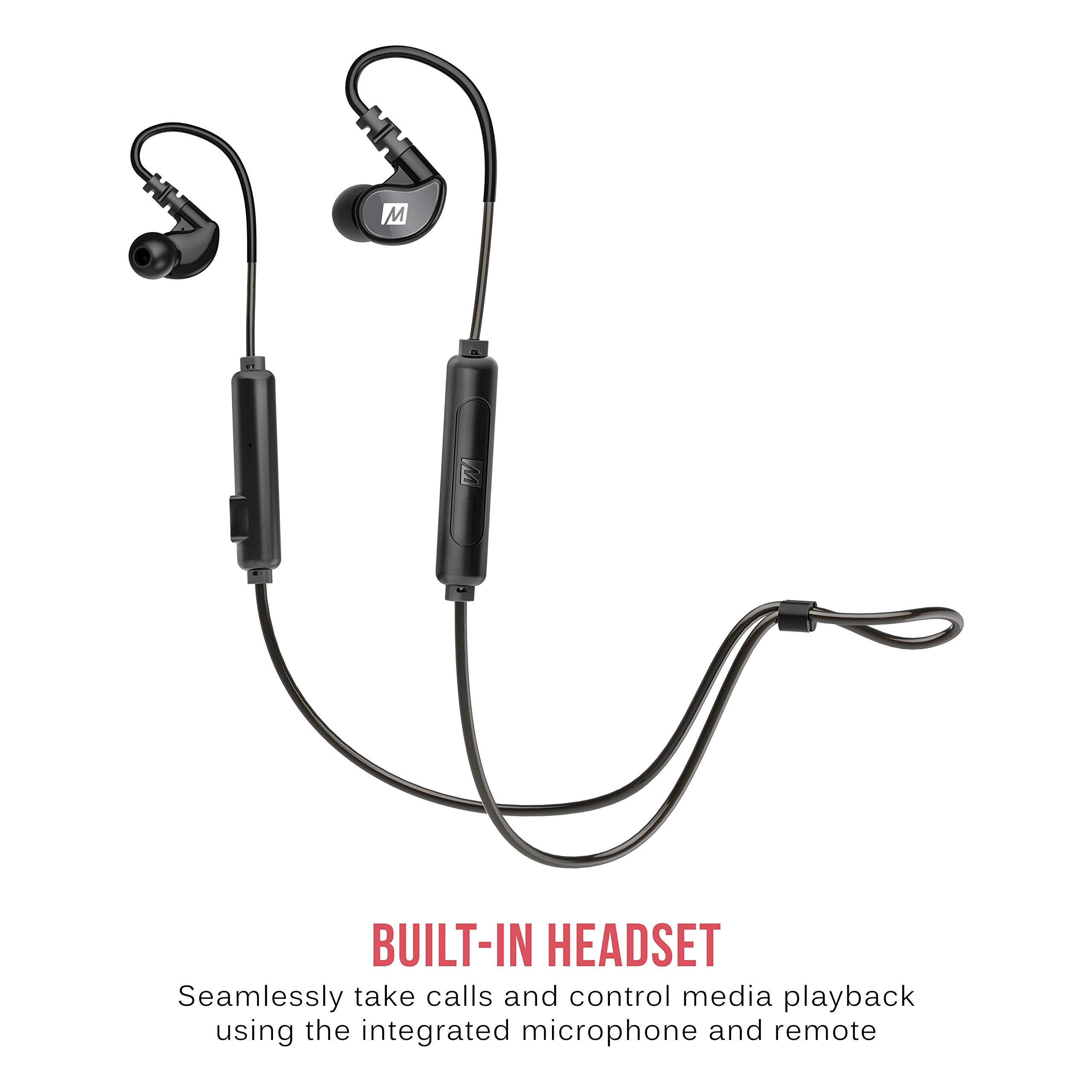 MEE audio M6B Bluetooth Wireless Sweatproof Sports in-Ear Headphones with Headset, Bluetooth 5.0, and 9 Hour Battery Life (Latest Version)