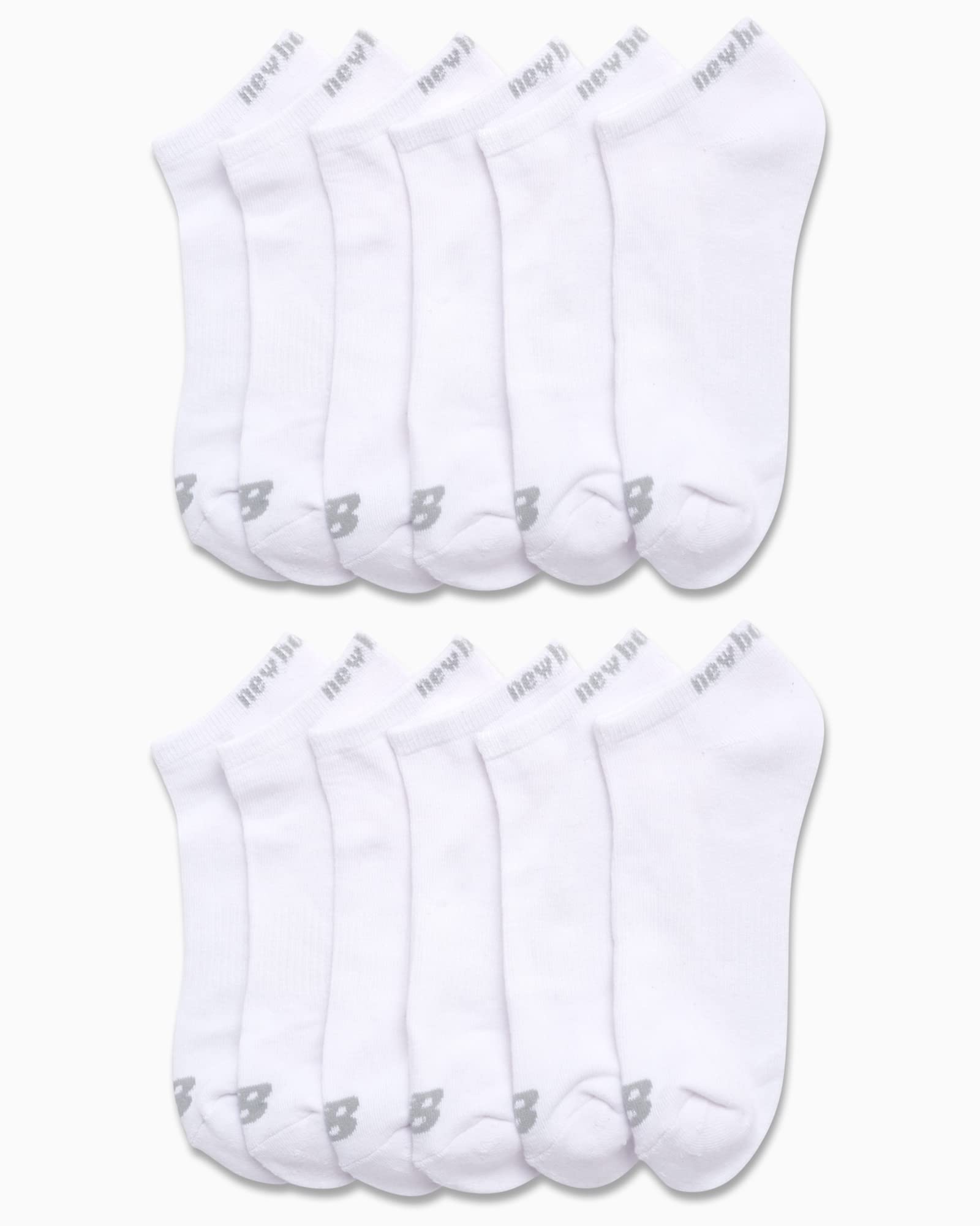 New Balance Men's Low Cut Socks - 12 Pack Performance Cushion No Show Athletic Socks for Men with Arch Support (Size: 6-12.5), Size 6-12.5, Solid White