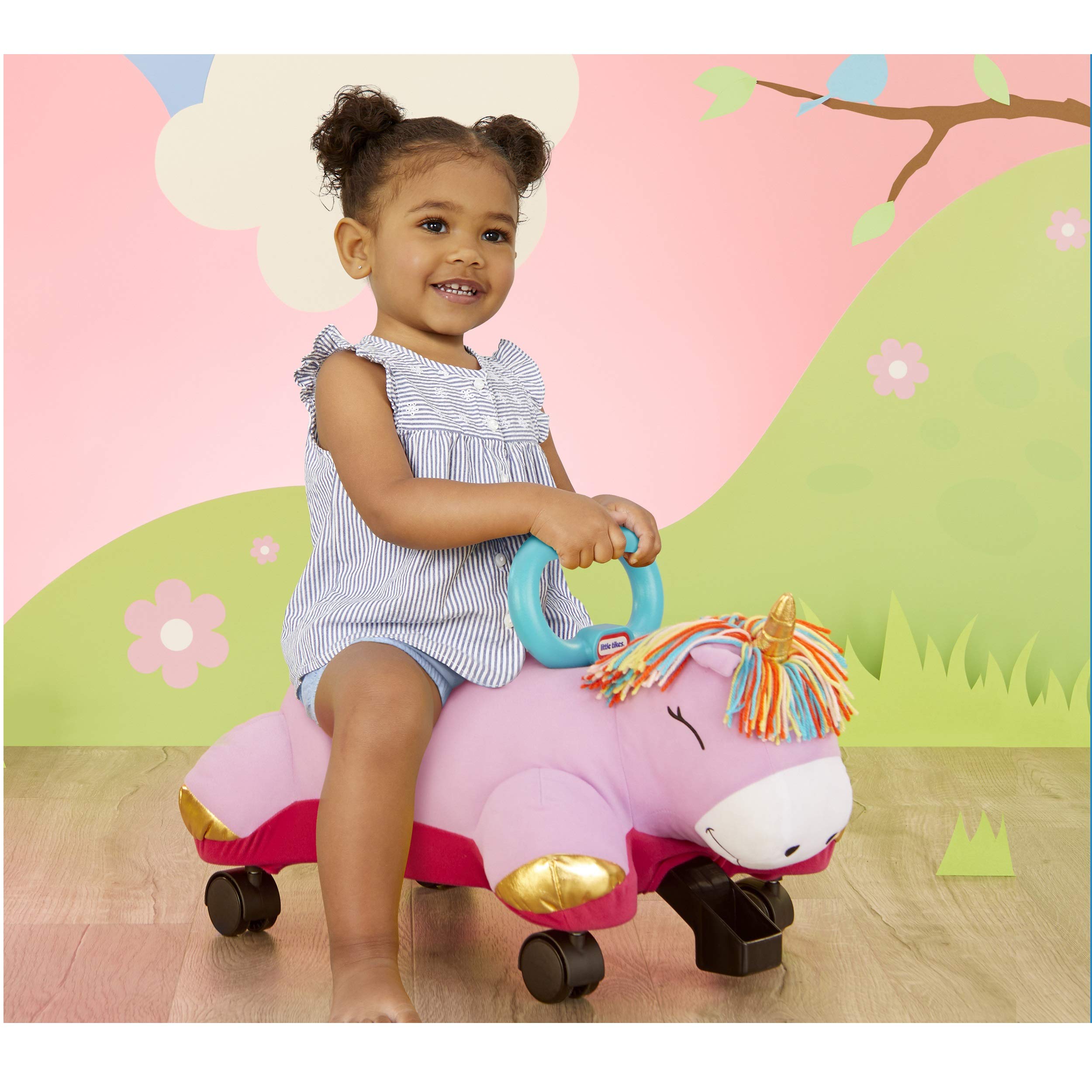 Little Tikes Unicorn Pillow Racer, Soft Plush Ride-On Toy for Kids Ages 1.5 Years and Up, Large, Pink