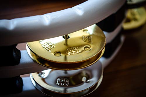 Meinl Percussion Traditional Tambourine, Handheld Half-Moon Shape with Synthetic Frame — NOT Made in China — Double Row Dual Alloy Jingles, 2-Year Warranty (TMT1M-WH)