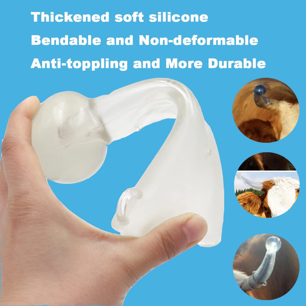 PETIT MANON 1 Pair Silicone Cow Horn Protector Calf Cattle Bull Cow Goat Horn Guards,Round Cow Horn Protector,Cow Horn Anti Fight Protective Cover with Hoop Avoid Cows Hurting Each Other