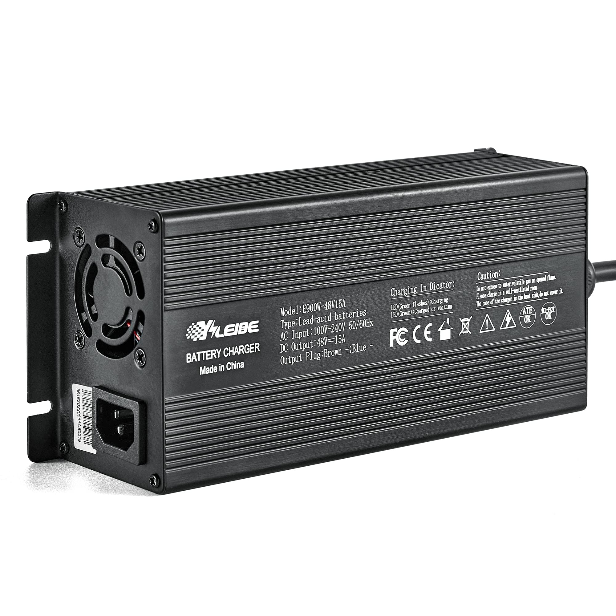 YILEIDE E900W Seris 48V15A Golf cart Battery Charger with 2-pin 2round-Hole Plug for 48V Yamaha G14/G16/G19/G22 Golf carts
