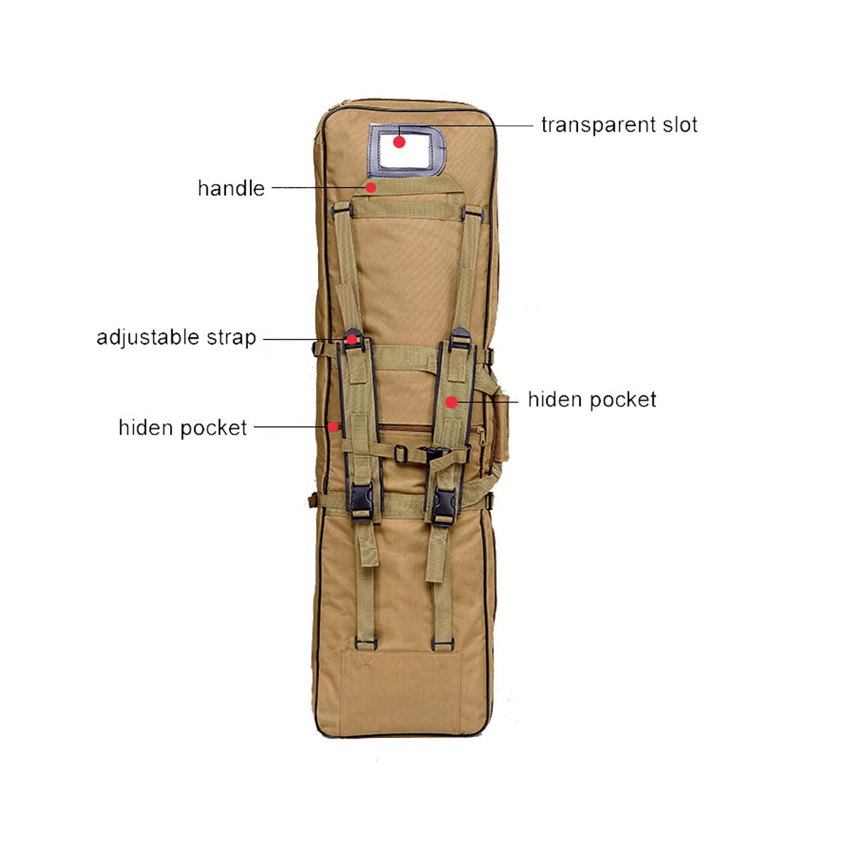 NAWAN Gun Bag Airsoft Storage Bag Backpack Rifle Box Handbag Tactical Rifle Box(Khaki,37.4 Inch)