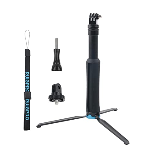 Ronyme Portable Selfie Stick Tripod Stand Extension Pole for Action Cameras - with Long Screw