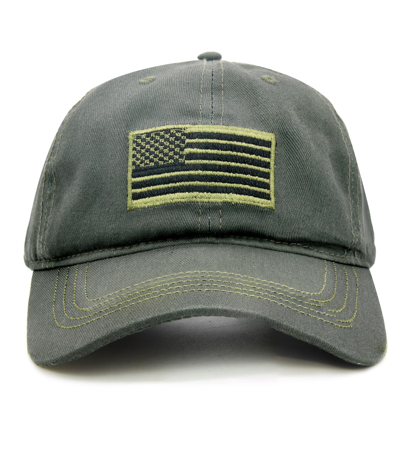 LOKIDVE USA American Flag Baseball Cap Embroidered Polo Style Military Army Hat-Green