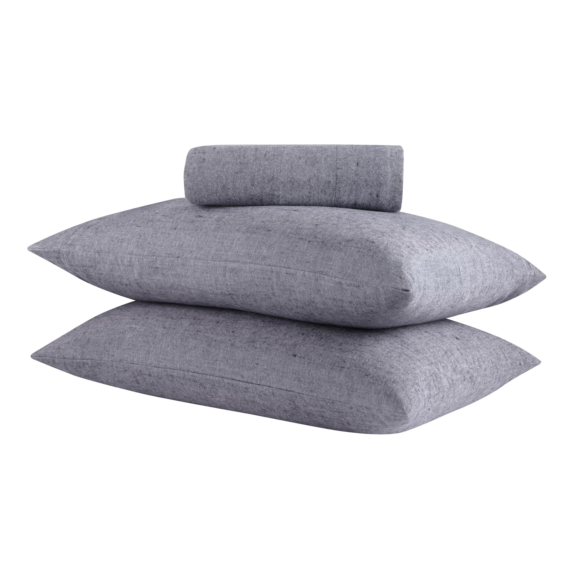 Lodge & Linen Flannel Sheet Set Full Size | Cotton, Heavyweight, Velvety Soft Flannel | Deep Pocket Flannel Sheets | Warm & Cozy Sheets | 4 Piece Set - Fitted, Flat and Pillowcases | Full - Charcoal