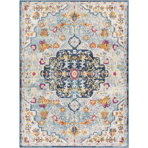 Livabliss Carldale Vintage Medallion Area Rug,5'3" x 7'1",Light Blue