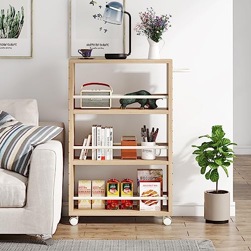 LITTLE TREE 4-Tier Slim Rolling Storage Cart with Handle, Narrow Utility Trolley carts with Wheels for Small Place