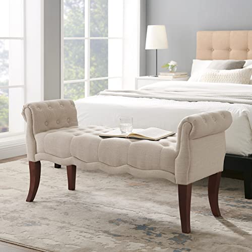 Linon Mason Natural Rolled Arm Bench