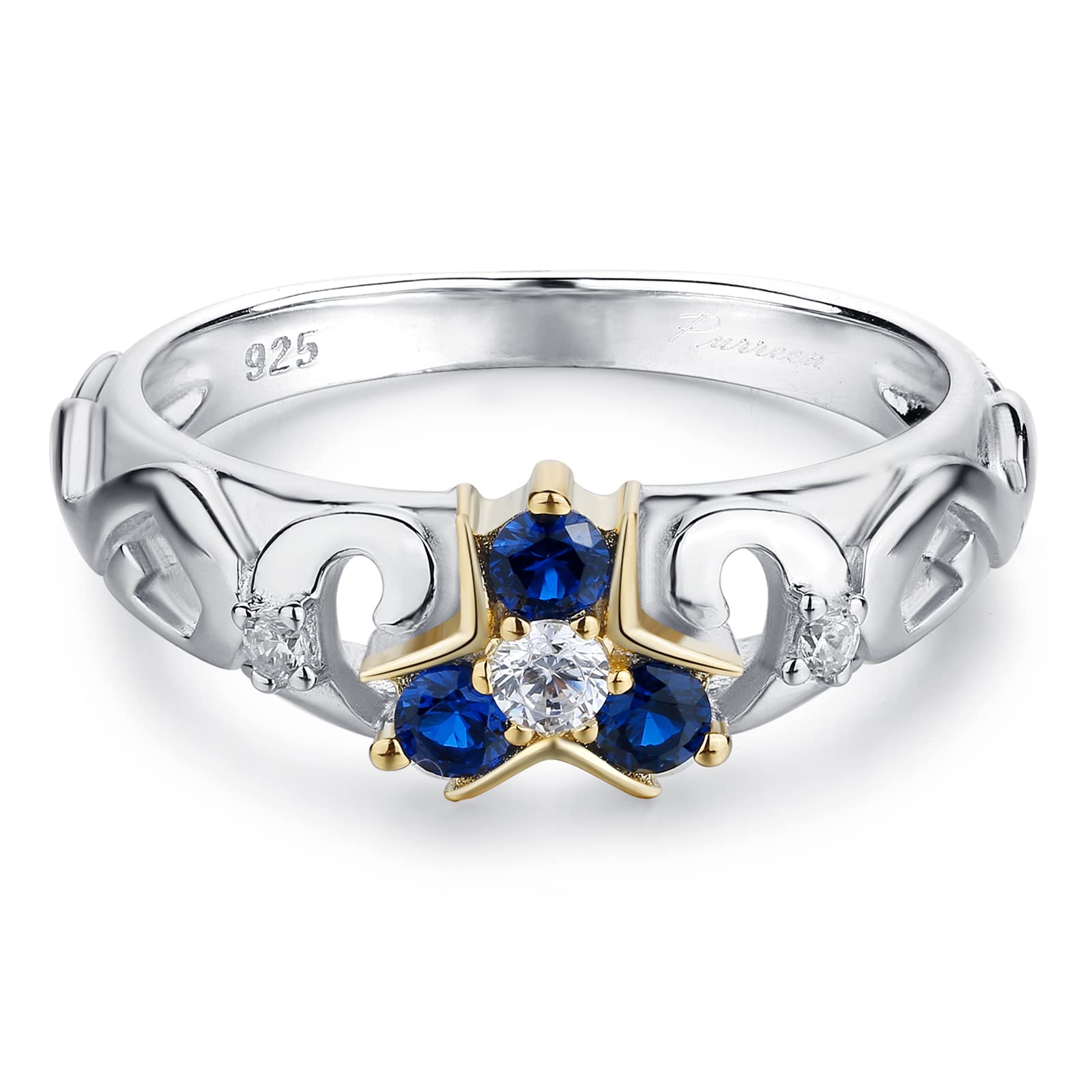 Purreen Zelda Zora's Sapphire Ring 18K Gold & Rhodium Plated Sterling 925 Silver β 5