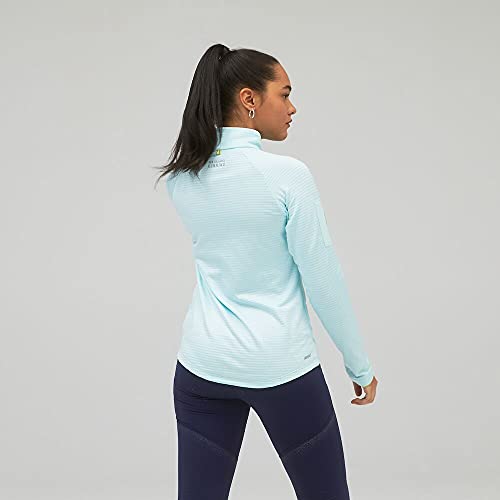 New Balance Women's Impact Run Heat Grid Half Zip, Pale Blue Chill Heather , Small