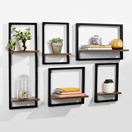 ZGZD Decorative Floating Shelves Wall Mounted Cube Storage Shelf for Home Decor, Set of 2, 4β Deep