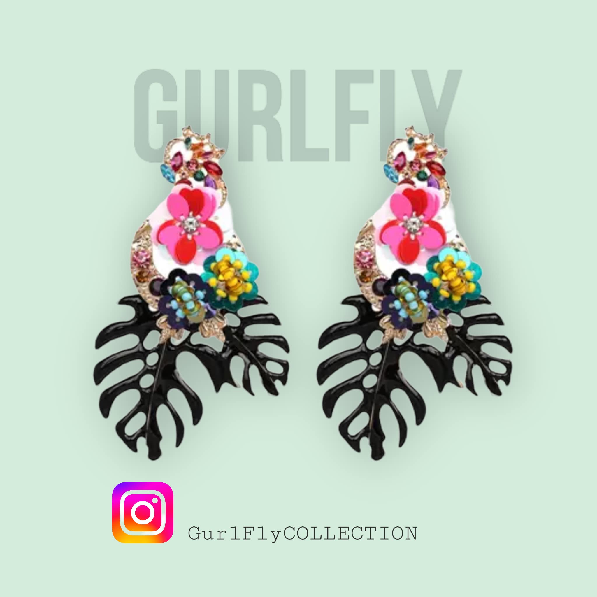 Safari Fun Summer/Fall Leaf Drop Multicolor Vacation Women Girls Glamorous Design Earring (Black)