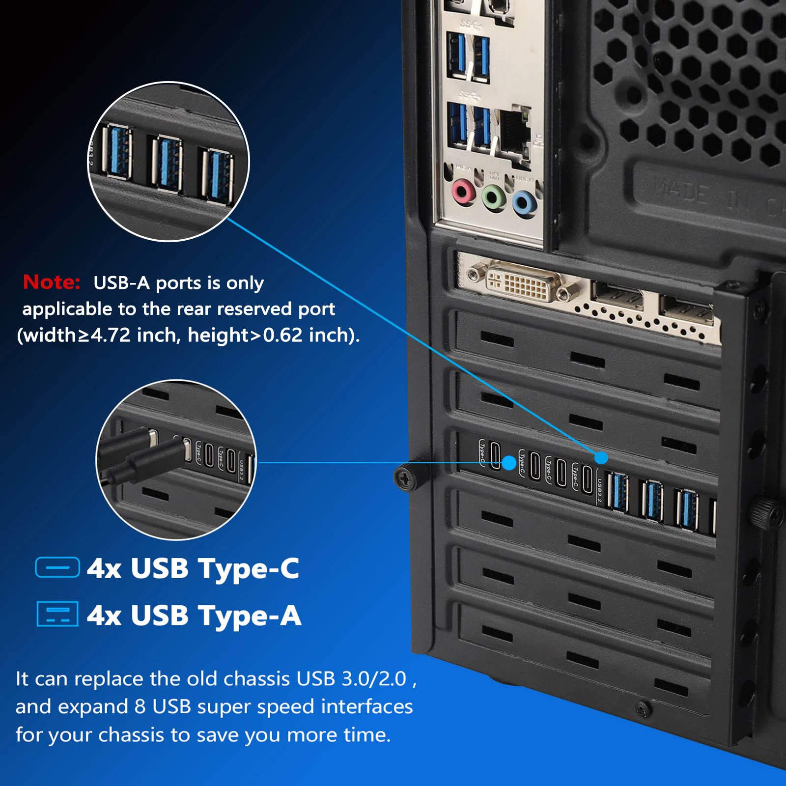 YEELIYA 8-Ports USB PCIe Card 10Gbps Bandwidth PCI Express (4X USB C-4x USB A) Expansion Card,USB to PCIe Adapter Support Desktop PC for Windows 7/8/10/Linux and MAC OS