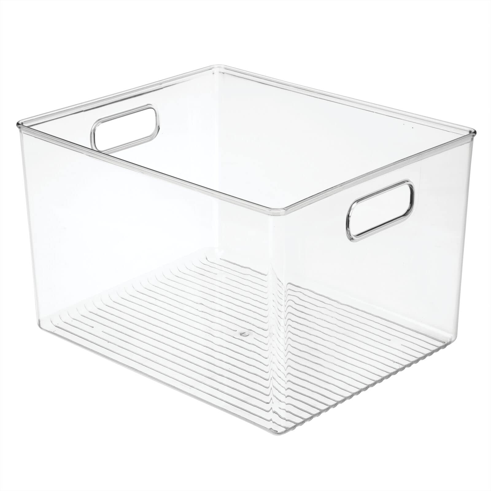 mDesign Plastic Storage Organizer Container Bin, Closet Organization for Hallway, Bedroom, Linen, Coat, and Entryway - Holds Clothing, Blankets, and Accessories, Ligne Collection, 4 Pack, Clear