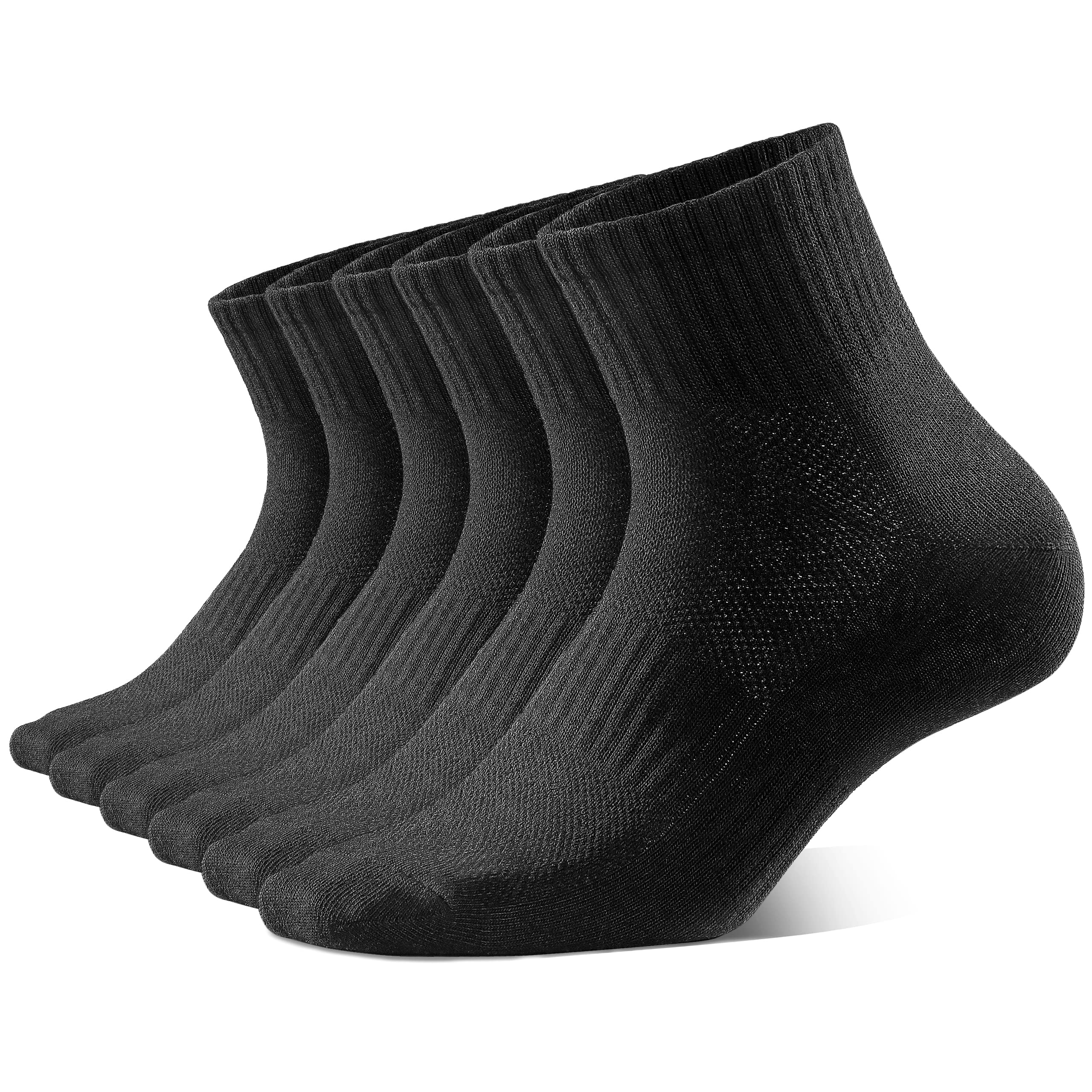 RQP Mens Athletic Ankle Socks,4 Pair Size 9-12 Compression Running Cotton 3D Mesh Heavy Duty Quarter Length Knit Cushioned Liner Work Sox,White