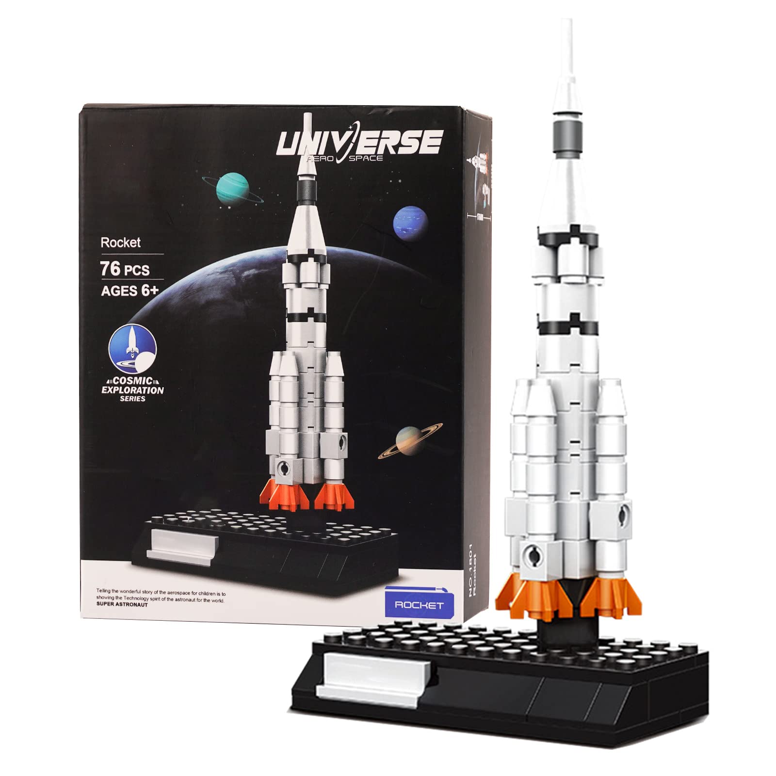 SAIEMNOOET Rockets Ship Launch Building Kit 76Pcs Aerospace Series Space Model Block Science Educational Kids Toys Boy Girl Christmas Gift