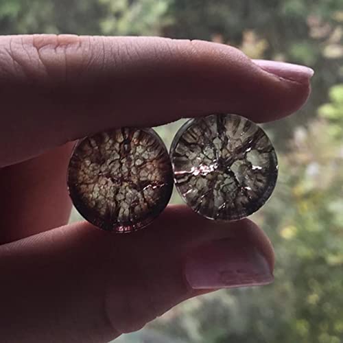 Pair 1-1/8" (28MM) BLACK SHATTERED GLASS PLUGS Double Flare Gauges Cracked Organic Tunnels (2pcs)