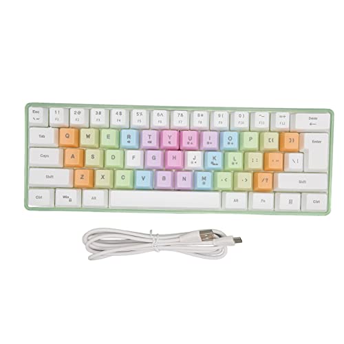 YEmirth Gaming Keyboard 61 Keys Mechanical Keyboard RGB Backlight Colorful Keycaps Mini Wired Mechanical Keyboard