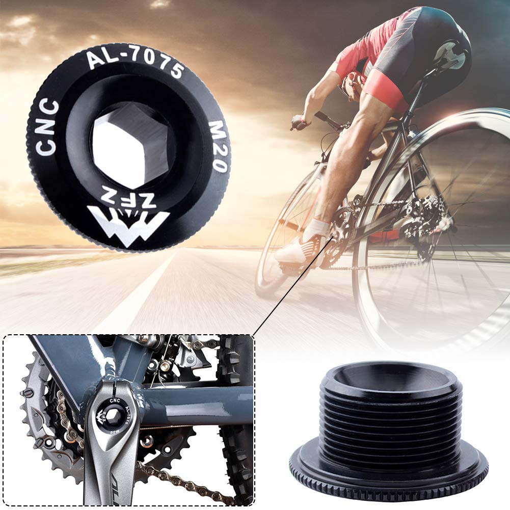 Saipe 2 Pcs M20 Crank Screws Bicycle Crank Arm Screws Aluminum Alloy CNC Crankset Screws Crank Fixing Bolt for MTB Mountain Road Bicycle Riding (Black)