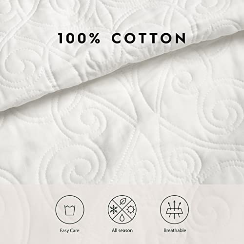 Laura Ashley Felicity Collection Quilt Set-100% Cotton, Reversible, All Season Bedding with Matching Sham(s), Pre-Washed for Added Softness, King, White