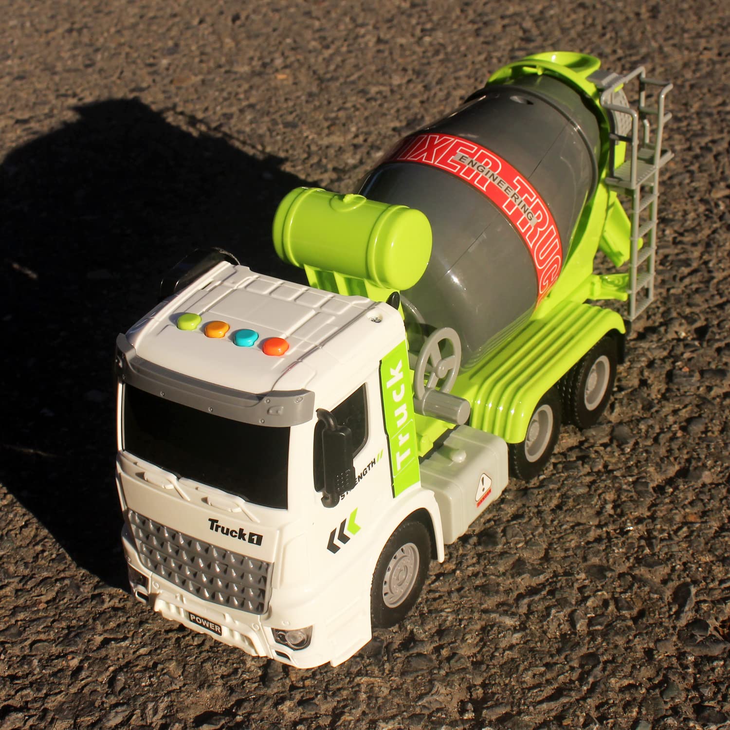 Tipmant Simulation Children's Engineering Vehicle Cement Mixer Truck Model Toy with Music, Light Kids Birthday Gifts Age 3+ (Green)