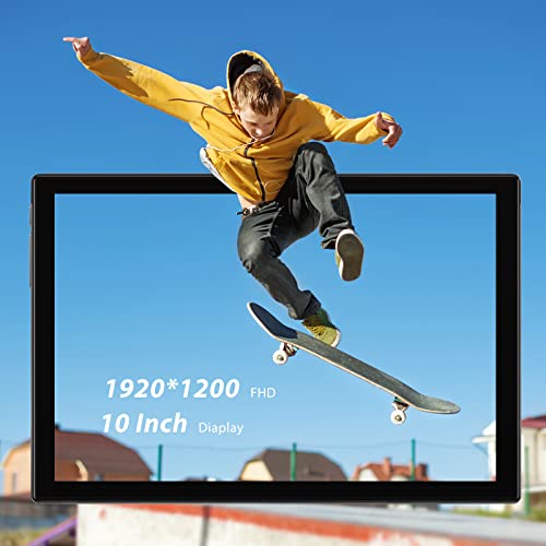 Tablet with Keyboard, 10.1" Octa-Core, Android 10 Tablet Google GMS Certified,4GB RAM, 128GB Storage, 1920x1200 FHD Display, 60Hz Screen Rate, 13MP Rear Camera,5G WiFi, Bluetooth5.0, LMNBBS, Black