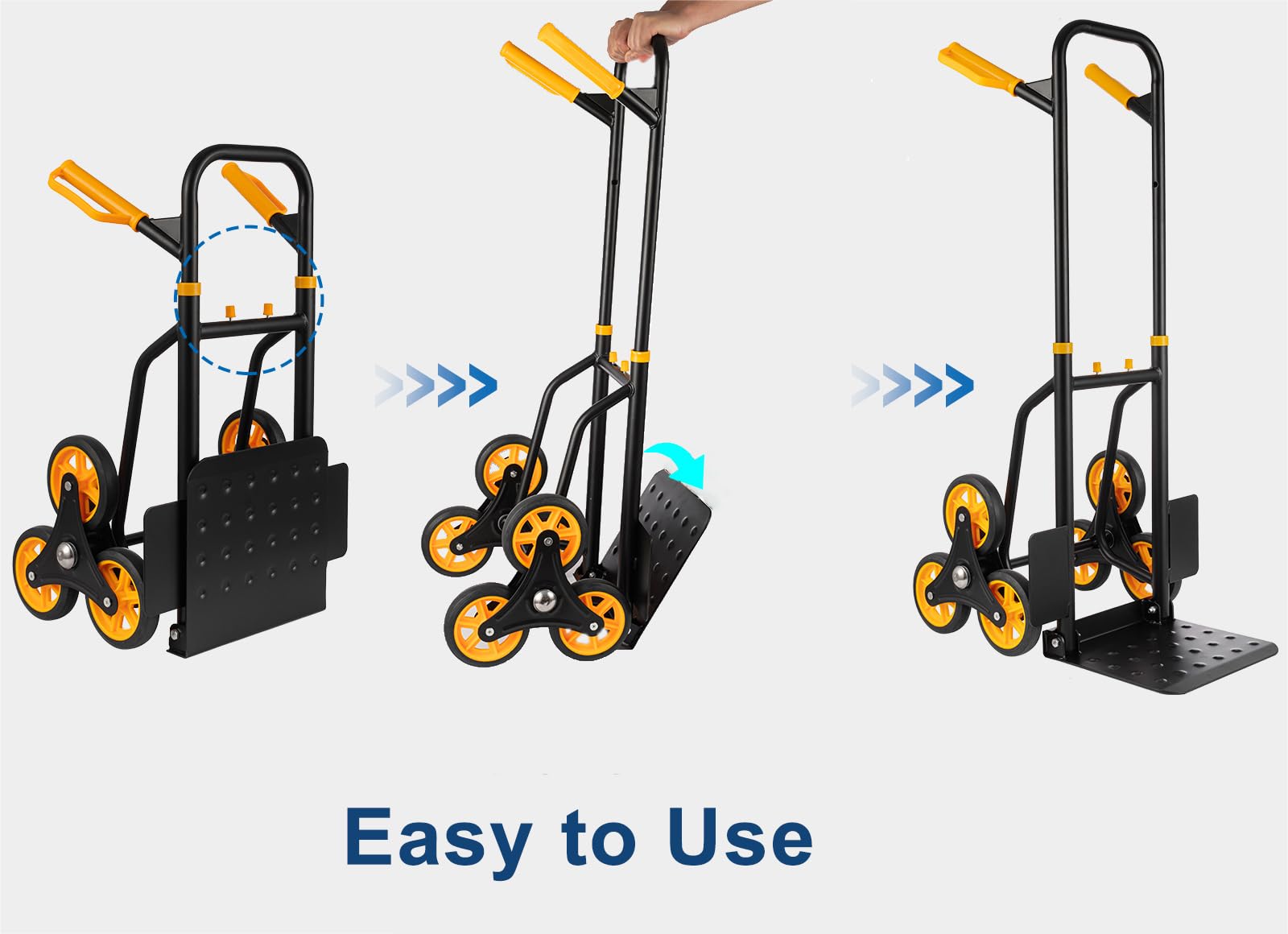 Mstge Stair Climbing Hand Truck, 2 in 1 Stair Climber Dolly Heavy Duty, 350 Lbs Capacity Stair Trolley Cart with 6 Rubber Wheels and Elastic Rope