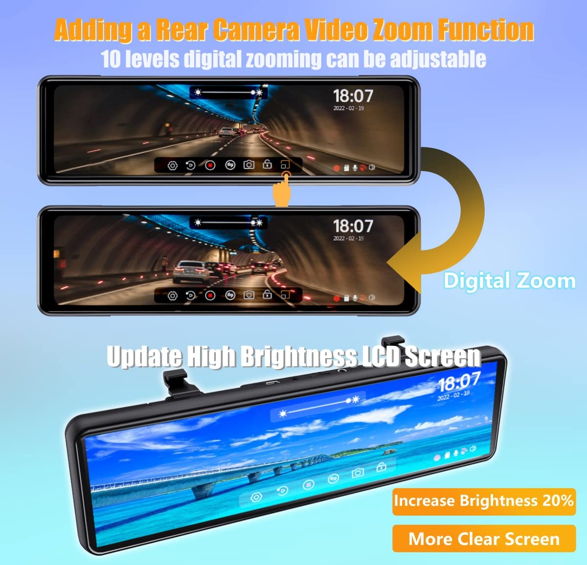 NikoMaku Mirror Dash Cam Front and Rear OEM Design Split Front Camera HDR Full Touch Screen Rear View Mirror Camera 170° Wide Angle Dual Cameras Waterproof ASX Pro
