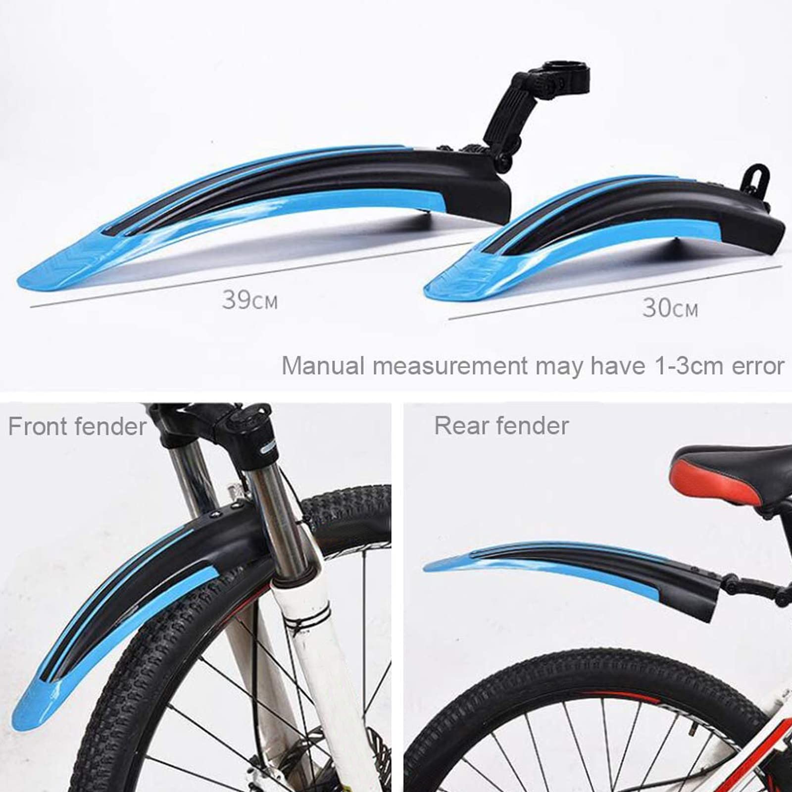 NEW BARLEY Bicycle Mudguards,Mountain Bike Mud Tiles,Front and Rear Rainguards Mud Two-Section Angle Adjustment Mudguard Angle Red