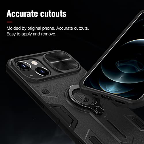Nillkin Case for iPhone 13 Pro Max Case, [Built in Kickstand&Camera Protector] Shockproof Hard PC&Bumper Hybrid Cover Phone Case for Phone 13 Pro Max 6.7'' Black