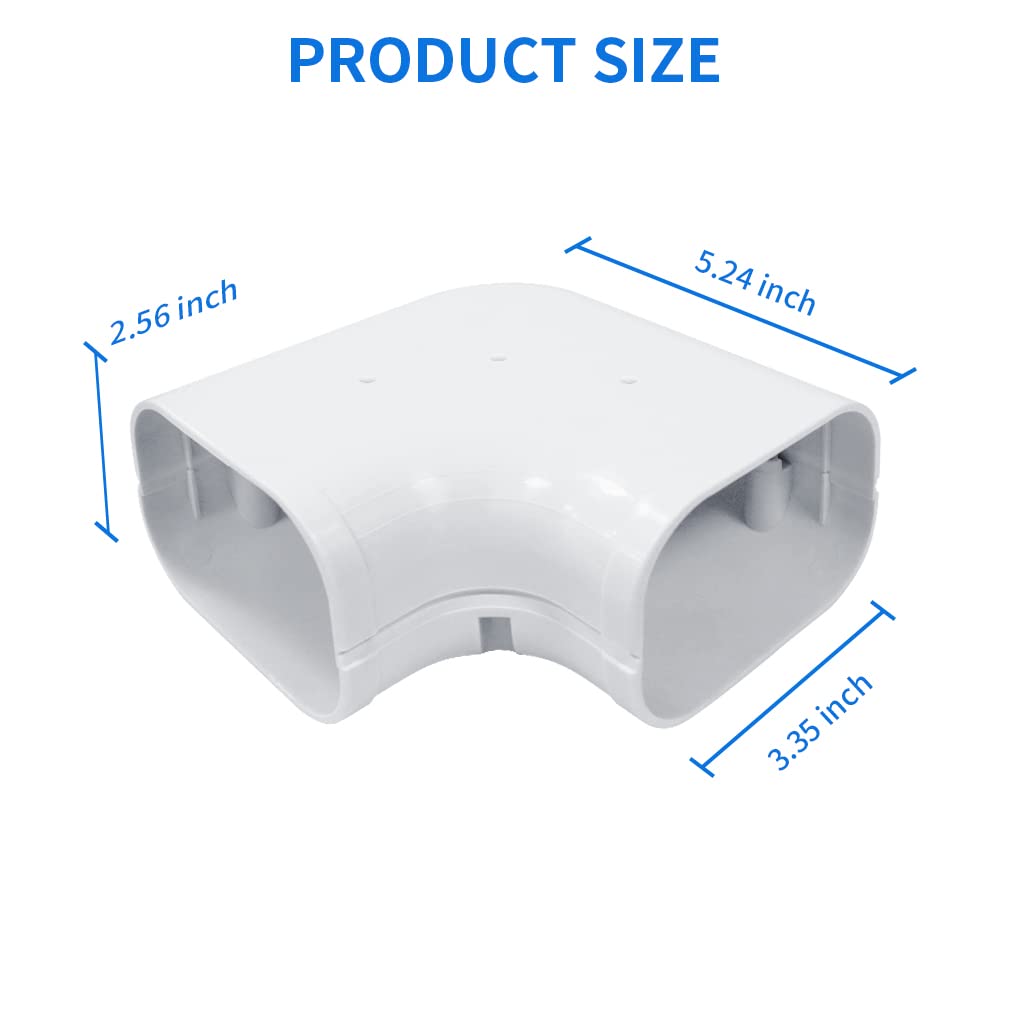 TAKTOPEAK 3" Width Level Bend, 90° Flat Elbow, Mini Split Line Cover Set Accessories for Ductless Mini Split Air Conditioners, Central AC and Heat Pumps