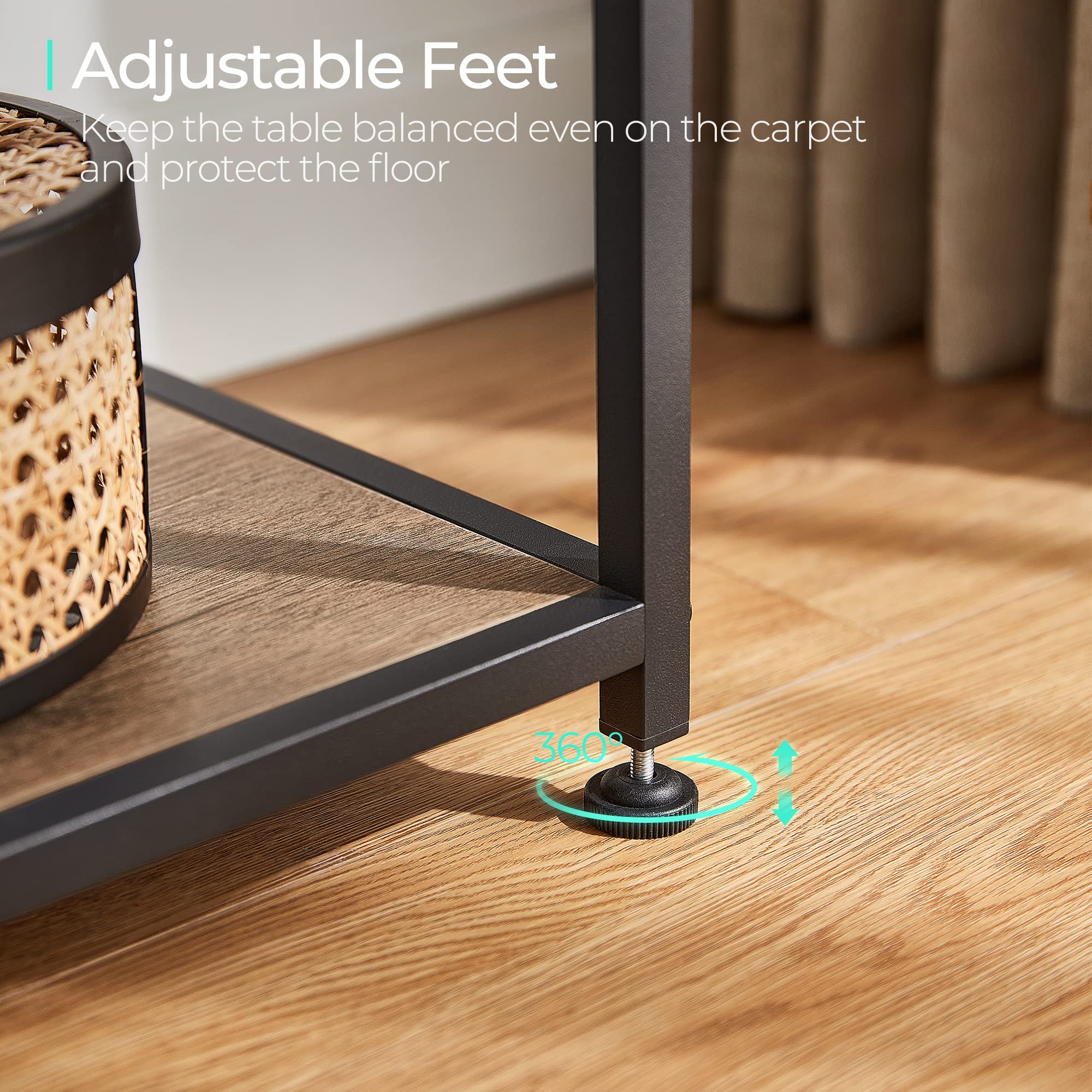 LINSY HOME End Table, 3-Tier Narrow Side Table with Storage Shelves, Industrial Beside Sofa Table, Solid Nightstand for Living Room, Bedroom, Balcony, and Office, Easy to Assembly, 20.4 in x 15.7 in