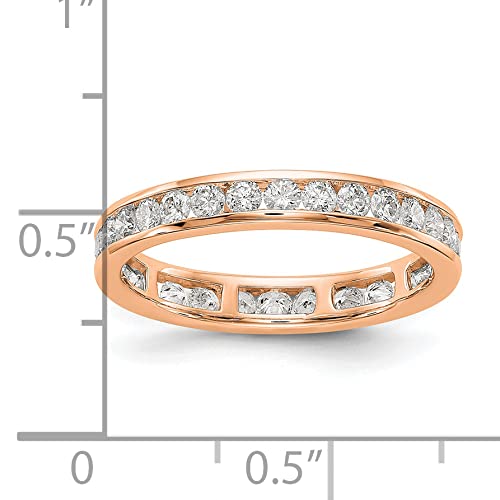 Solid Real 14k Rose Gold Polished 1ct Channel Set CZ Eternity Wedding Band Ring Size 6 GLD-AZ-ET0009-100