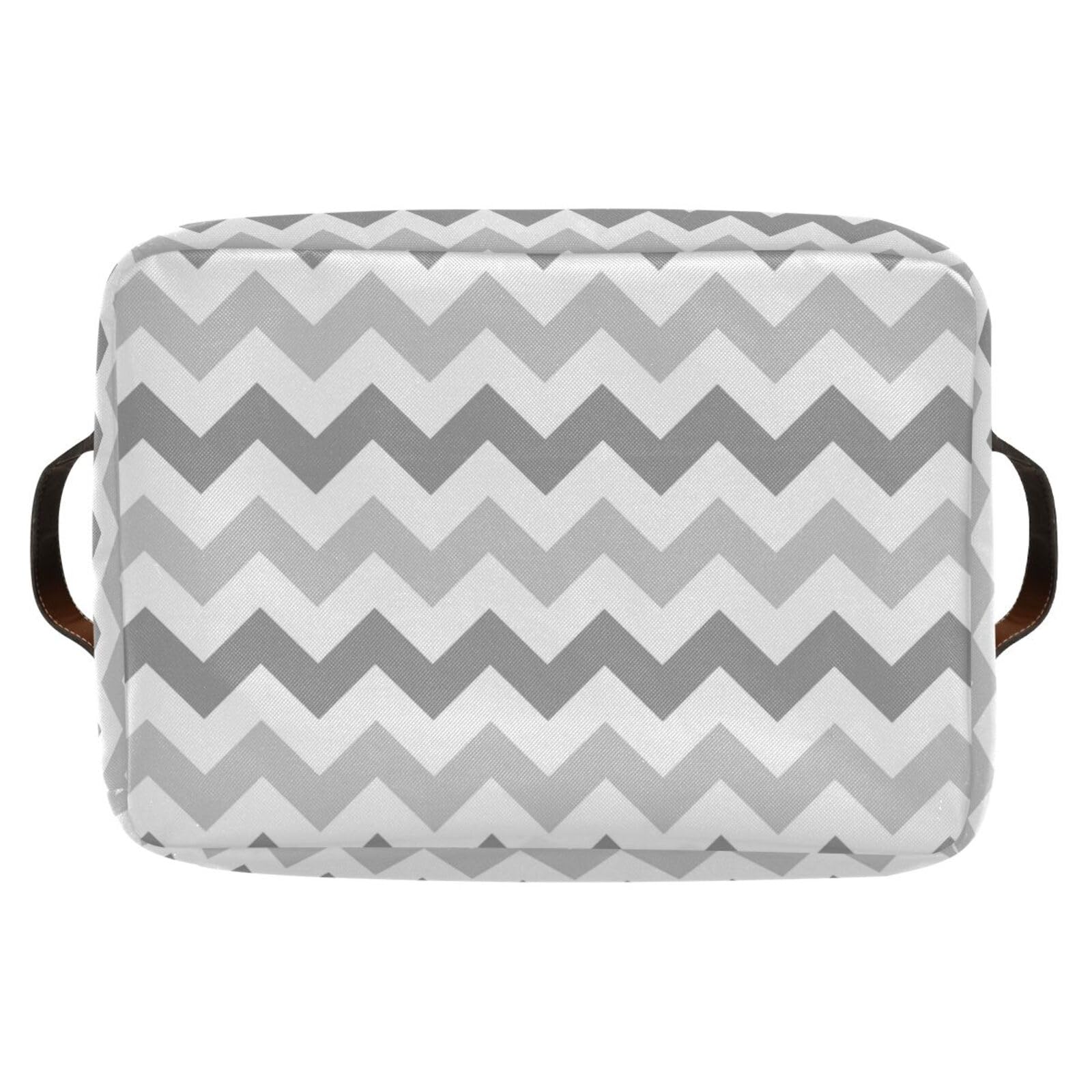 YETTASBIN Chevron Geometric Storage Basket 2pc, Large Collapsible Toys Clothes Organizer, Long-Lasting Canvas Storage Bin with Handle for Shelves Closet Laundry Home Office Decor