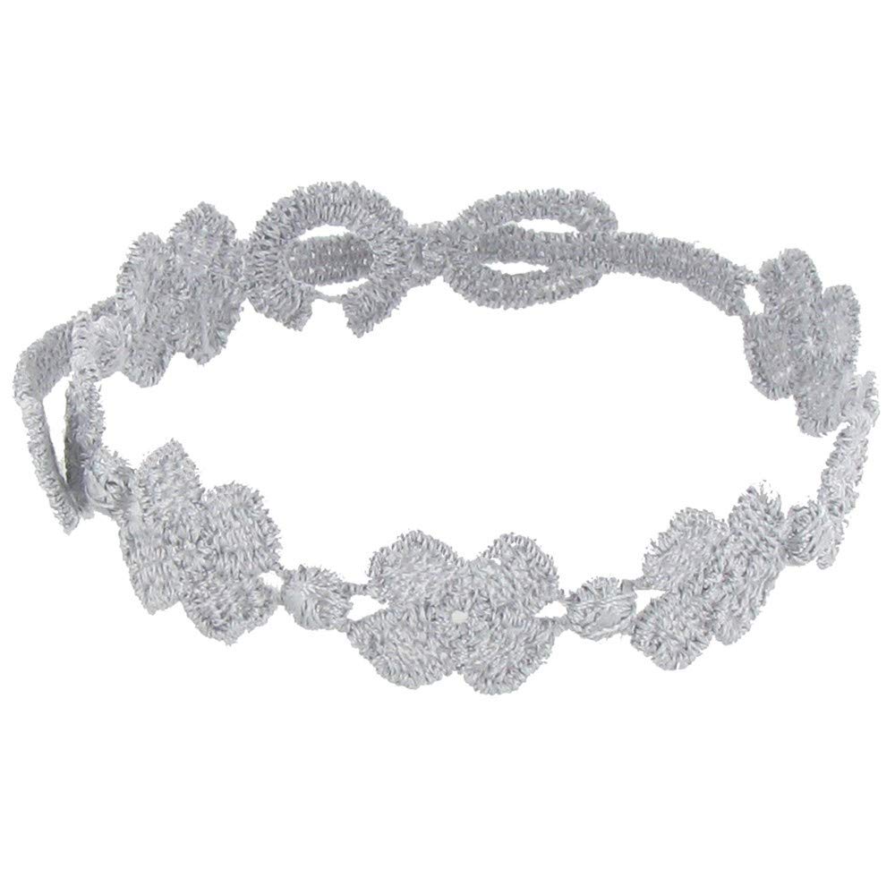 LES POULETTES JEWELS - Cruciani Lace Bracelet 7 Clovers Light Grey Color