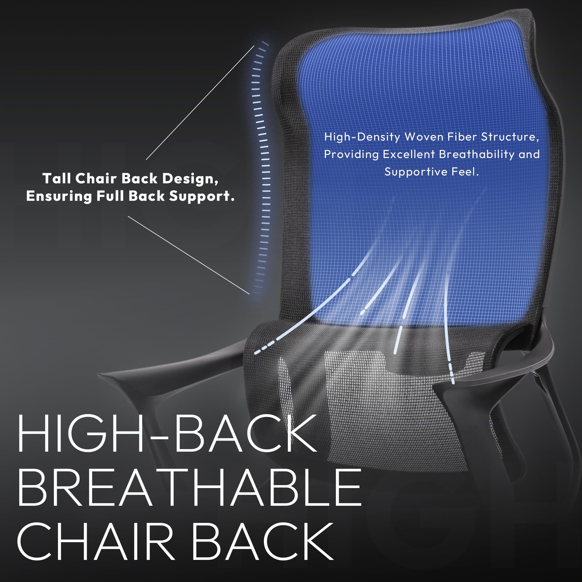 Office Chair-Ergonomic Computer Desk Chair, High Back Mesh home office chair, Big and Tall Office Chair with Lumbar Support, Large Computer Executive Desk Chair with Wide Thick Seat, 330lbs, Black