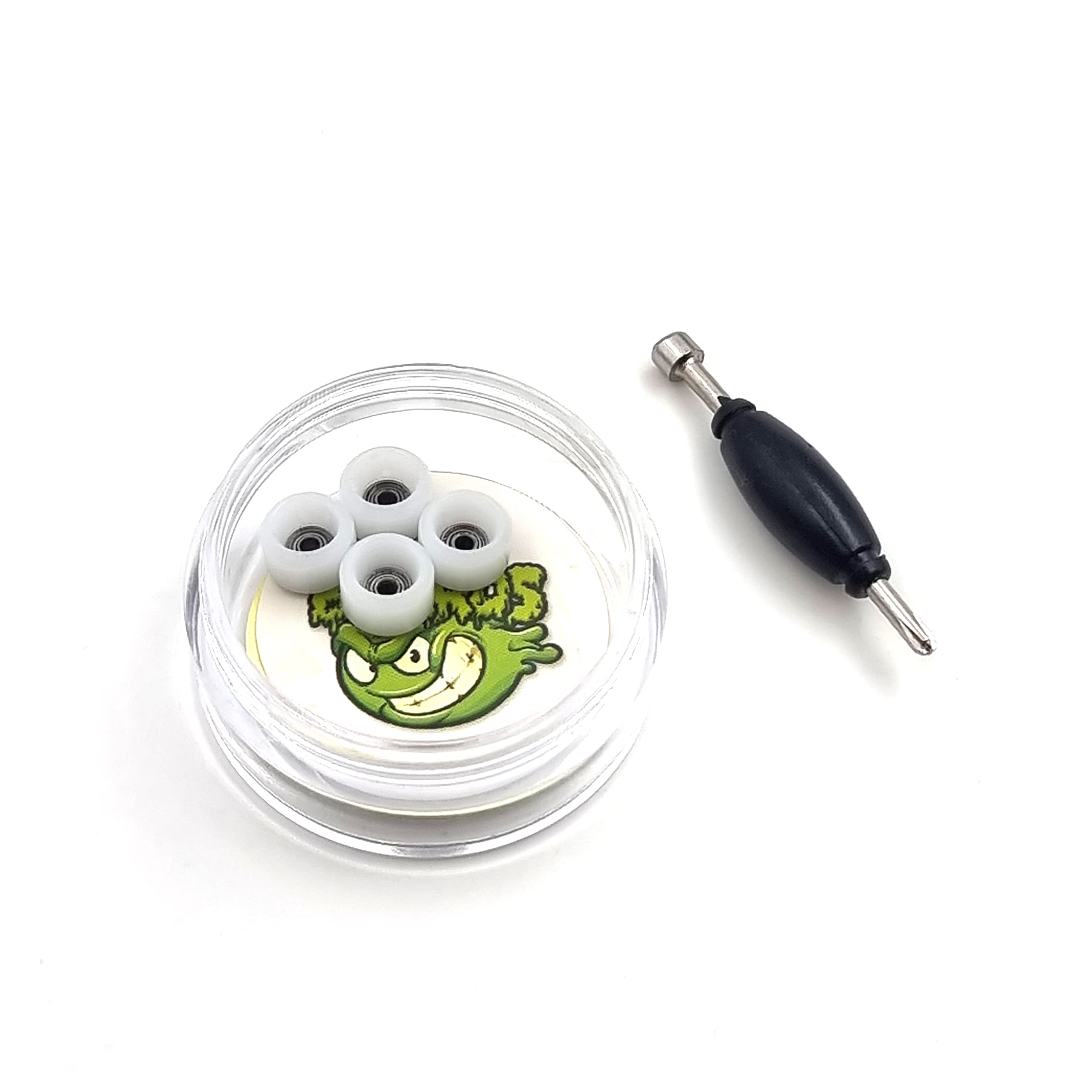 SPITBOARDS Fingerboard Pro Wheels with Real Ball Bearings, Professional CNC Polyurethan Quality, Street Wheels Shape (White)