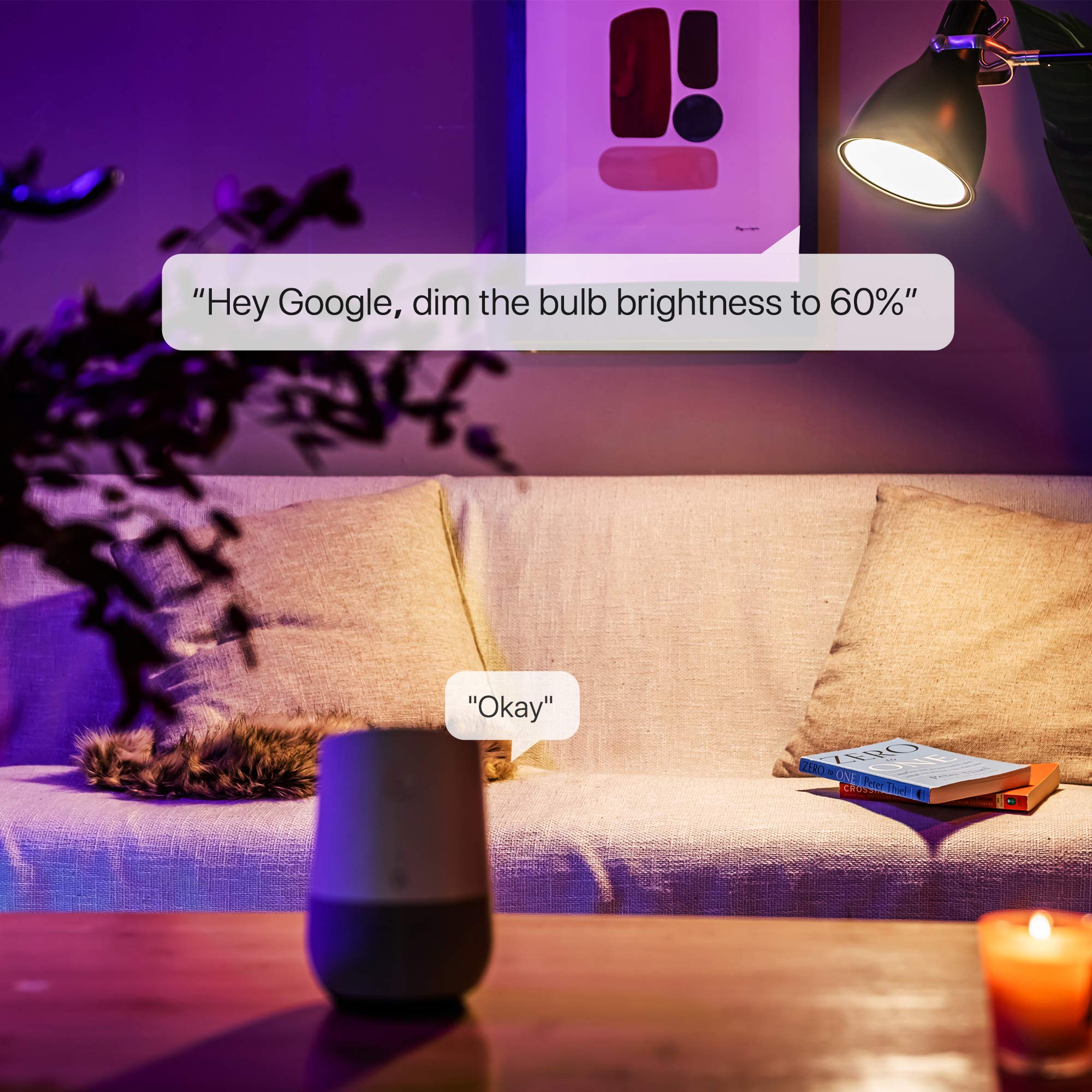 LUMIMAN Smart Light Bulbs That Works with Alexa and Google Home E26 A19, 800 Lumen, WiFi LED Light Bulb Dimmable Warm White& Cool White (2700K-6500K) 7W, No Hub Required, 4 Pack