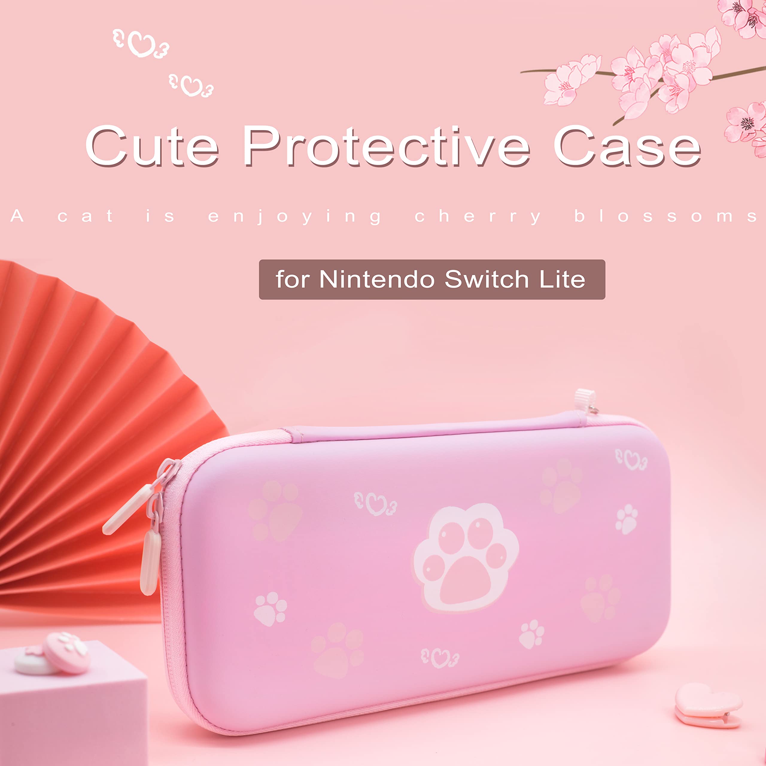 Protective Case Compatible with Nintendo Switch Lite, Portable Hard Travel Carrying Case Shell Bag with Glitter Clear Soft TPU Protective Cover, Screen Protector, Thumb Grip Caps【9 in 1】