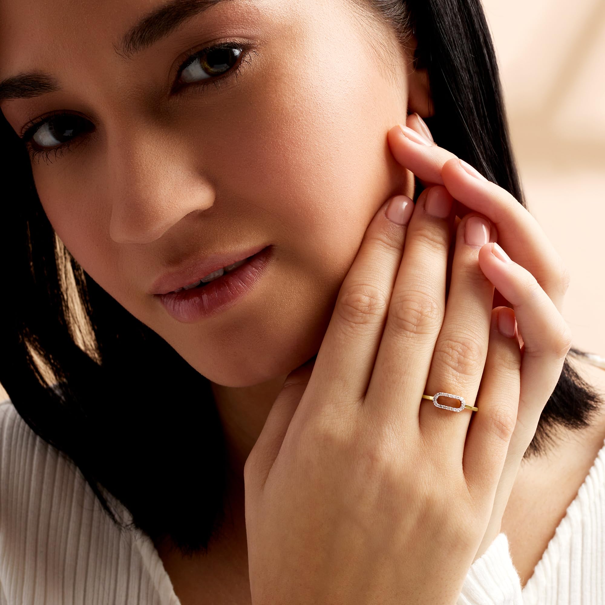 RS Pure by Ross-Simons 0.10 ct. t.w. Diamond Paper Clip Link Ring in 14kt Yellow Gold. Size 8